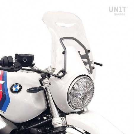 BMW R NineT Urban GS windscreen and GPS holder - transparent